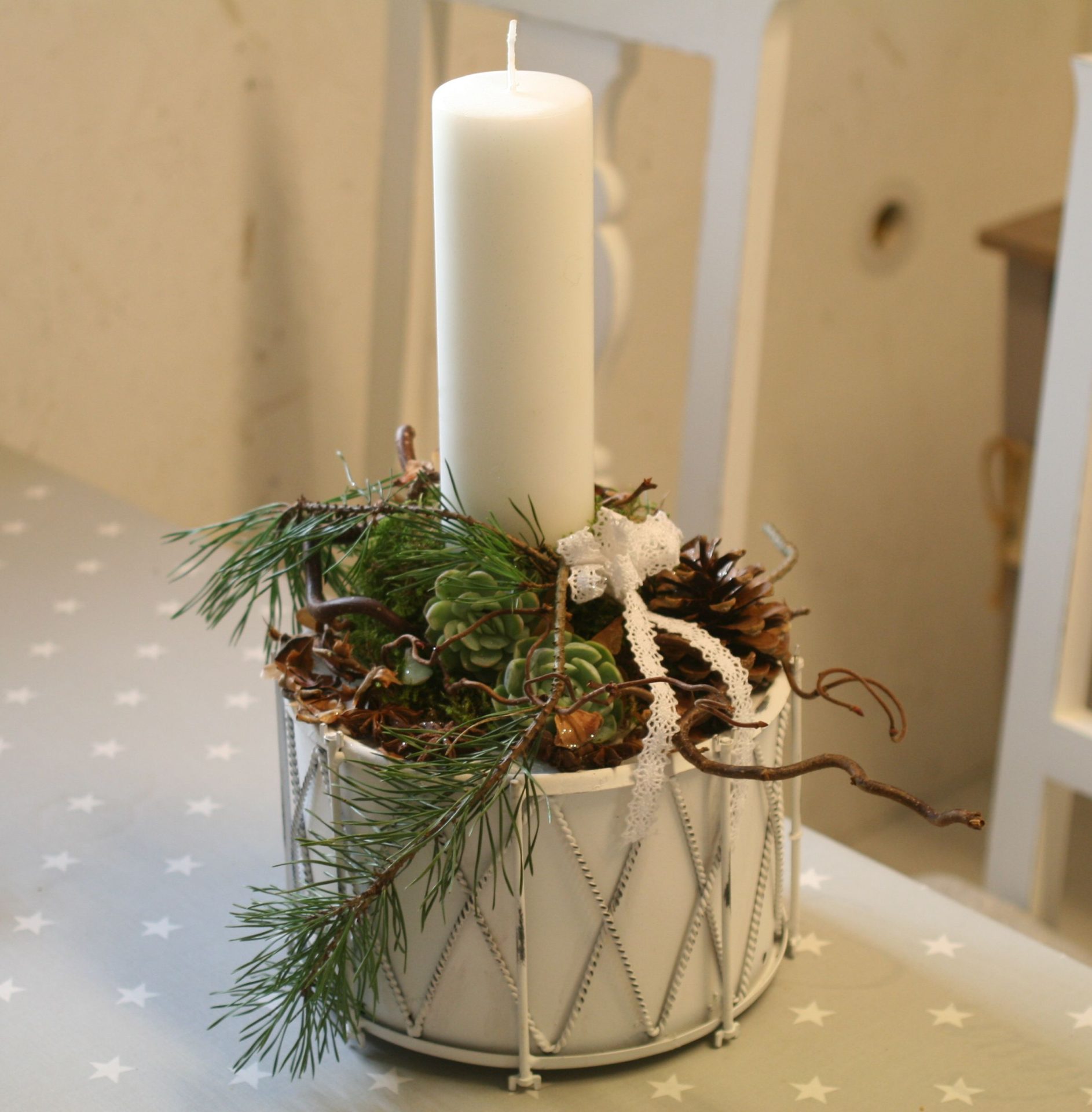 Juledekoration på tromme